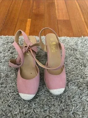 Sorel | Shoes | Sorel Pink Suede Espadrille Wedge Sandals With Ankle ...